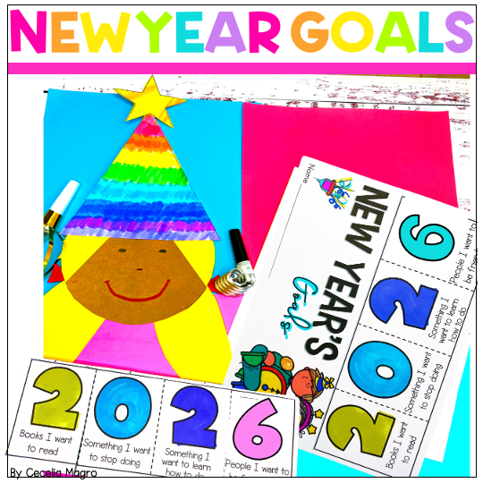 New Years 2026 Resolution Goals Flip Books and Craft - I Love 1st Grade