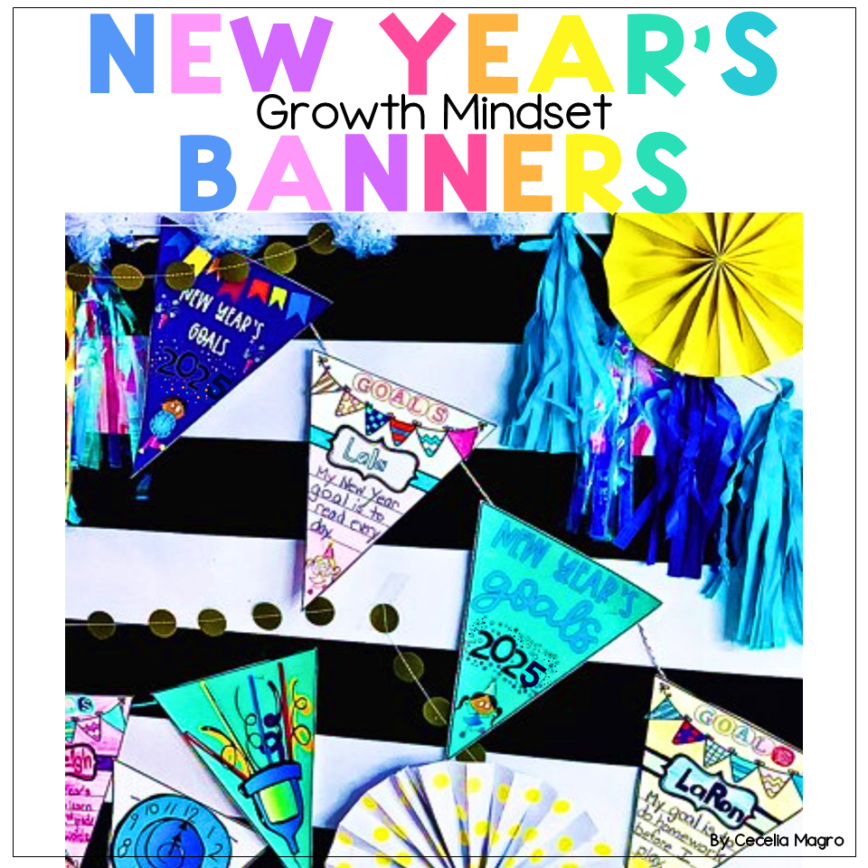 New Years Activity Growth Mindset Goal Banners - I Love 1st Grade