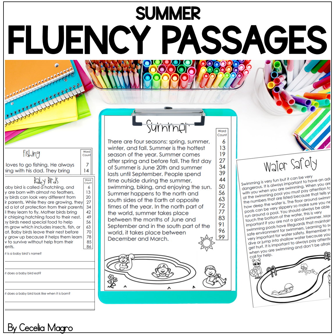 Reading Fluency Passages Summer No Prep Digital and Printable - I Love ...