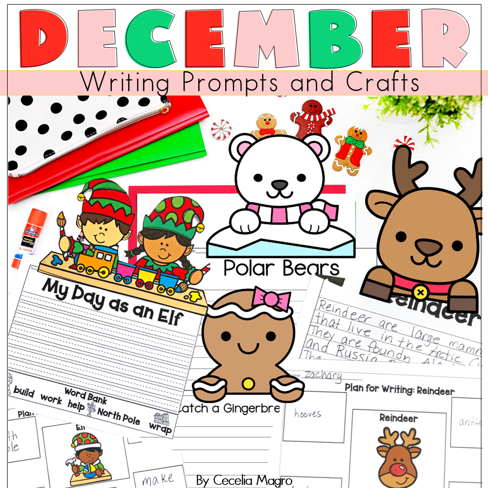December Writing Prompts and Crafts Digital and Printable - I Love 1st ...