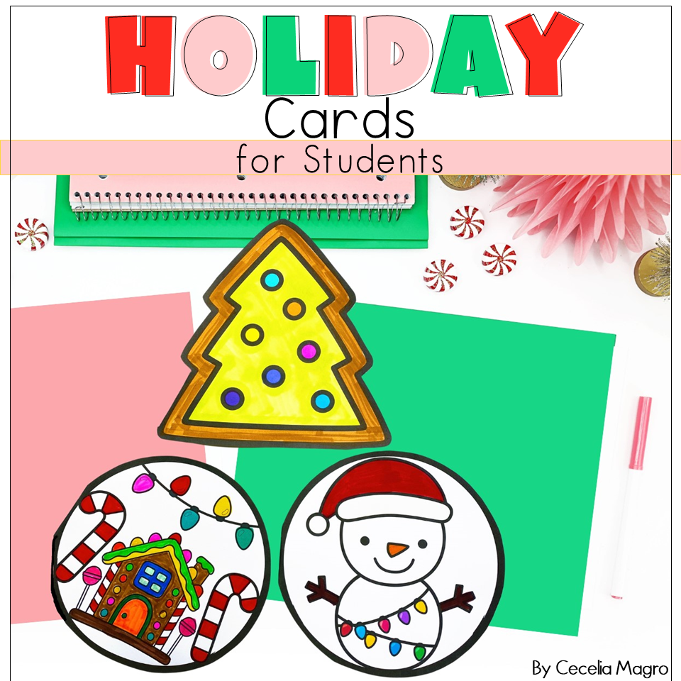 Winter Holiday Cards for Kids to Write and Color - I Love 1st Grade